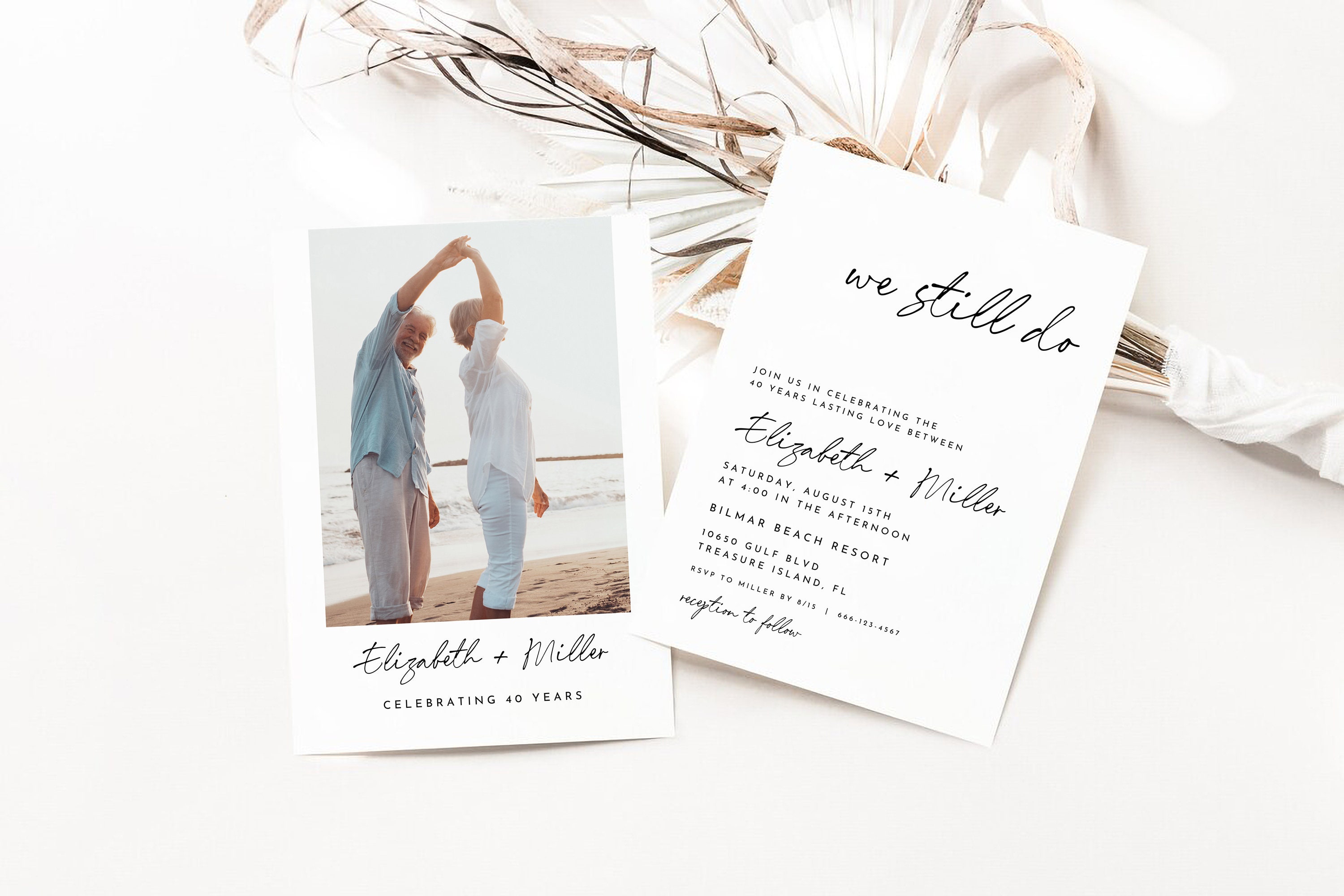 Minimalist Vow Renewal Invitation Template: Modern Anniversary Invite ...