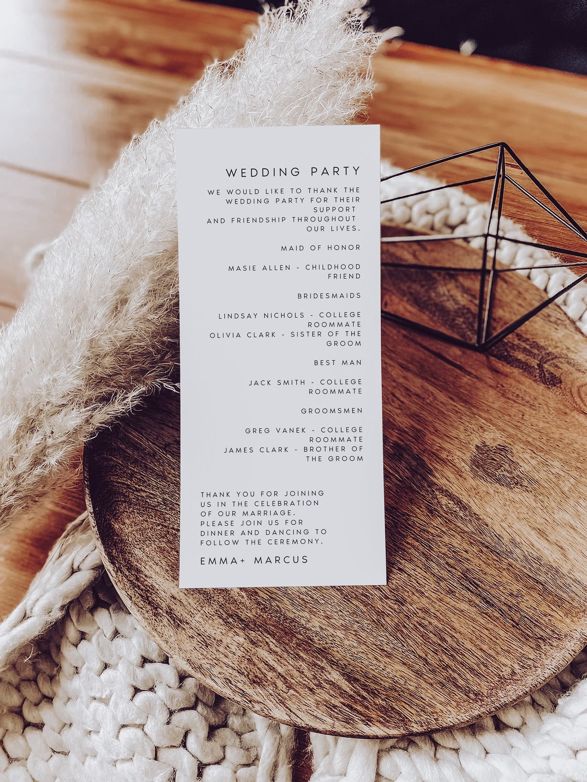 Minimalist Wedding Program Template, Simple Order of Service, Modern ...