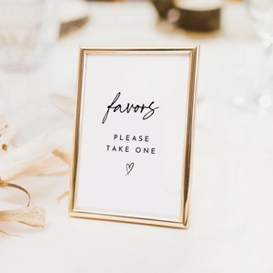 Minimalist Favors Sign Template, Modern Wedding Favor Sign, Please Take ...