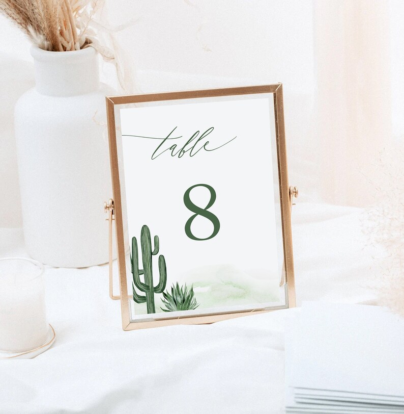 Cactus Table Numbers Template, Desert Wedding Table Numbers, Wedding ...