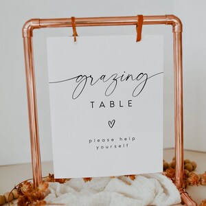 Grazing Table Sign Template, Modern Food Table Sign Printable, Boho ...