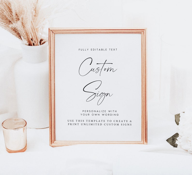 Boho Custom Sign Template, Modern Wedding Sign Printable, Customizable ...