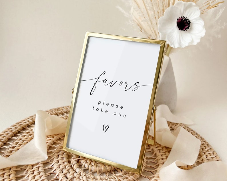 Minimalist Favors Sign Template, Modern Wedding, Bridal Shower (digital ...