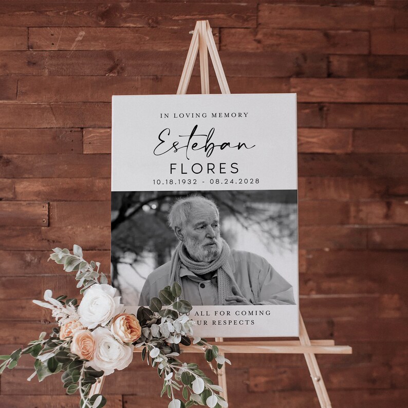 Editable Funeral Welcome Sign, Minimalist Celebration of Life Poster ...