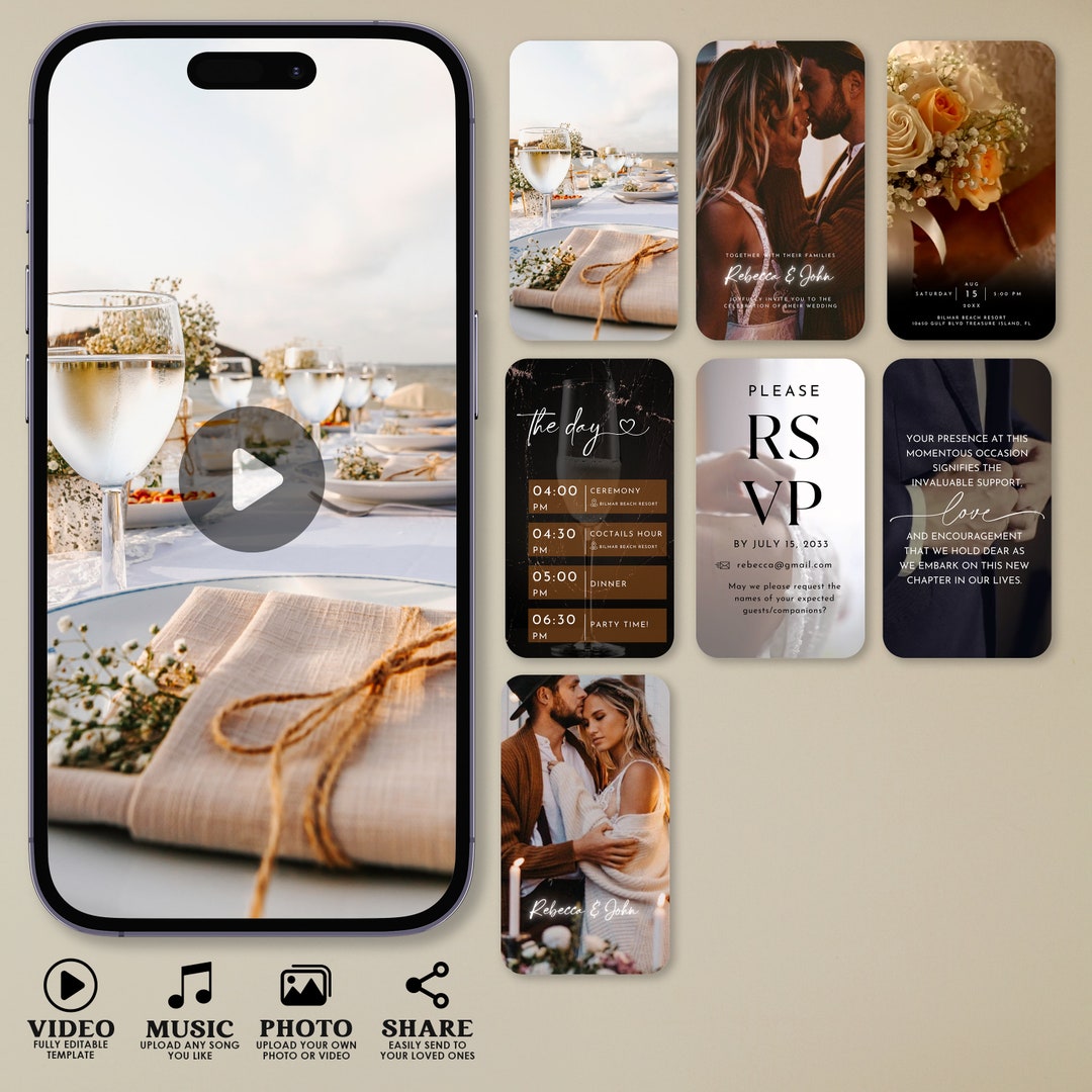 Animated Wedding Invitation Video Template, Customizable (digital ...