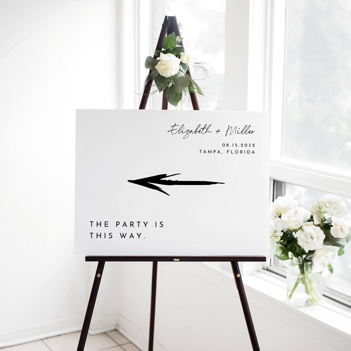 Minimalist Wedding Direction Sign Template, Modern Arrow Sign (digital ...