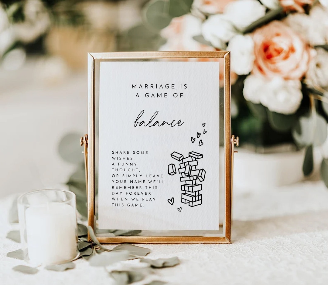 Wood Block Wedding Guestbook Sign: Minimalist Tower Game (digital ...