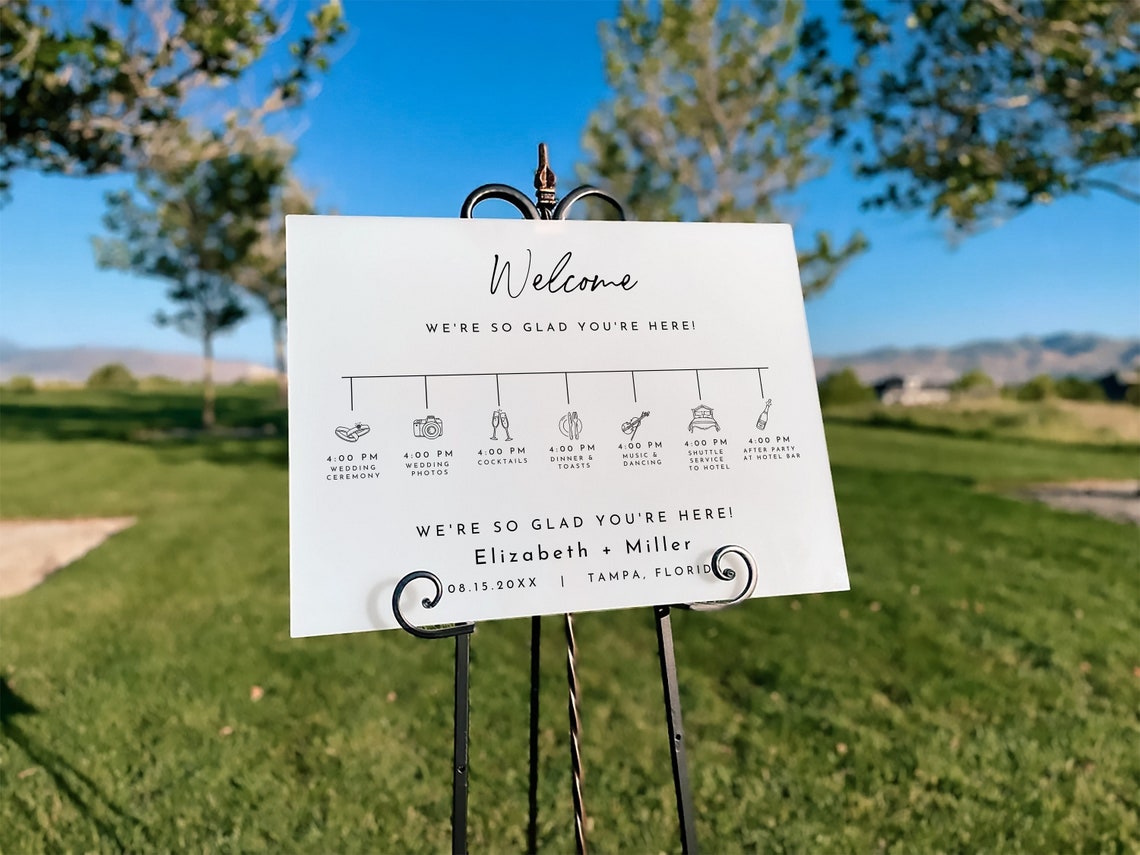 Minimalist Wedding Welcome Timeline Sign Template (digital Download) - Etsy