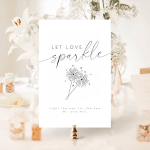 Sparkler Send off Sign Printable, Let Love Sparkle Sign, Modern Minimal ...