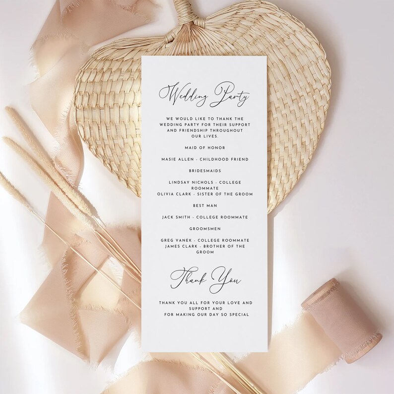 Wedding Program Template, Printable Wedding Program, Simple Order of ...