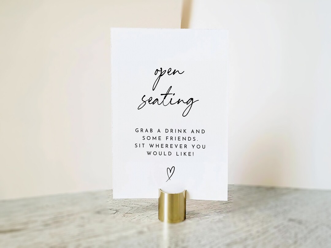 Minimalist Open Seating Sign Template, Printable Open Seating Sign, No ...