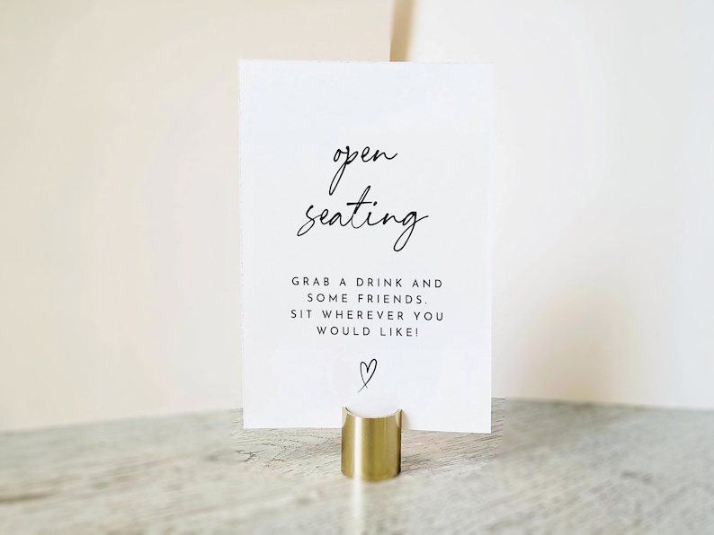 Minimalist Open Seating Sign Template, Printable Open Seating Sign, No ...