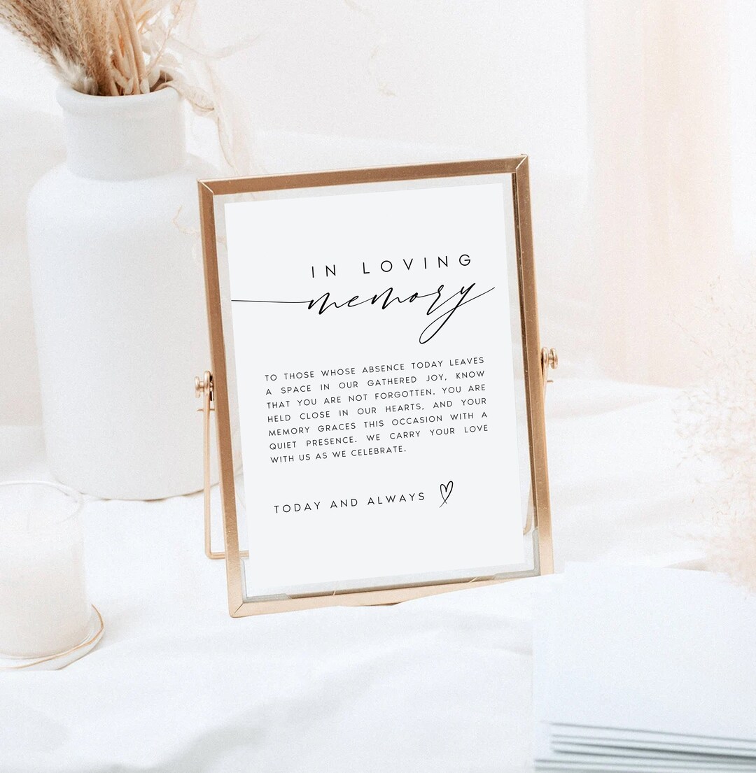 In Loving Memory Sign Template, Printable in Loving Memory Sign for ...