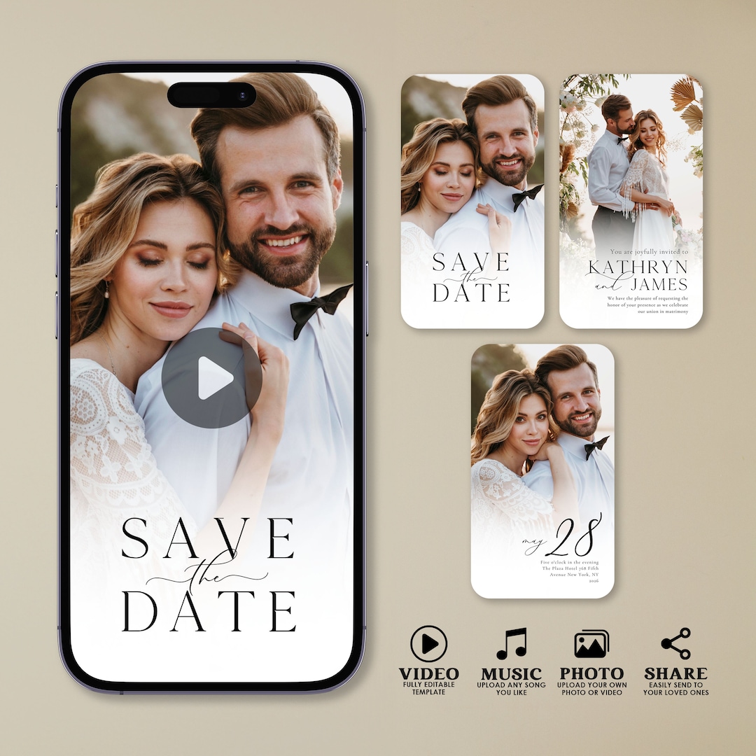 Wedding Video Save the Date Template, Animated Wedding Invitation ...
