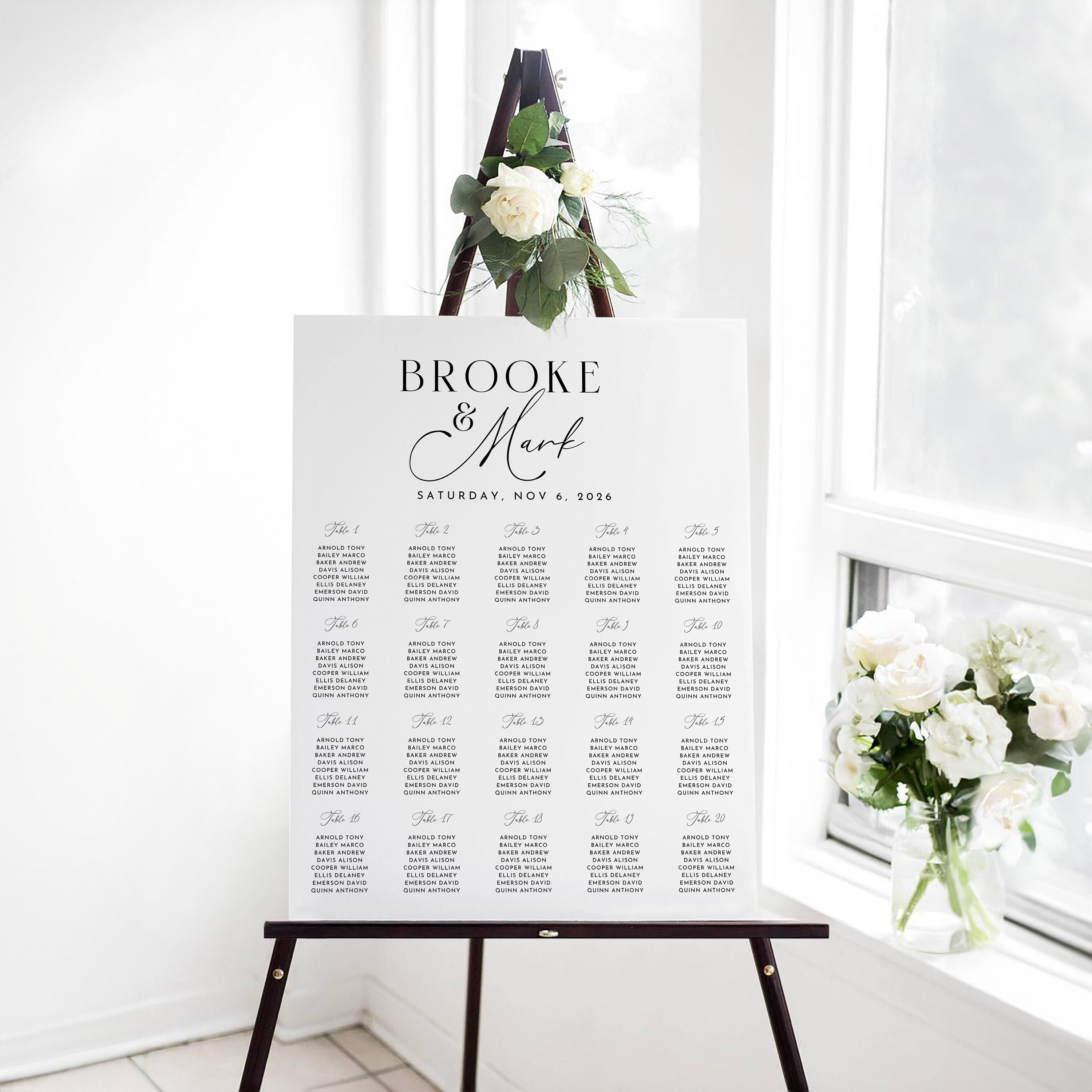 Seating Chart Template, Modern Seating Chart Wedding, Minimal Seating ...