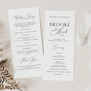 Wedding Program Template, Printable Wedding Program, Simple Order of ...