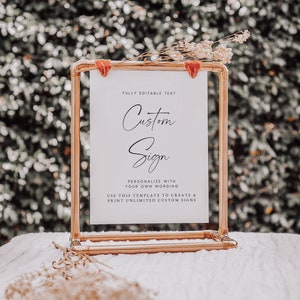 Boho Custom Sign Template, Modern Wedding Sign Printable, Customizable ...