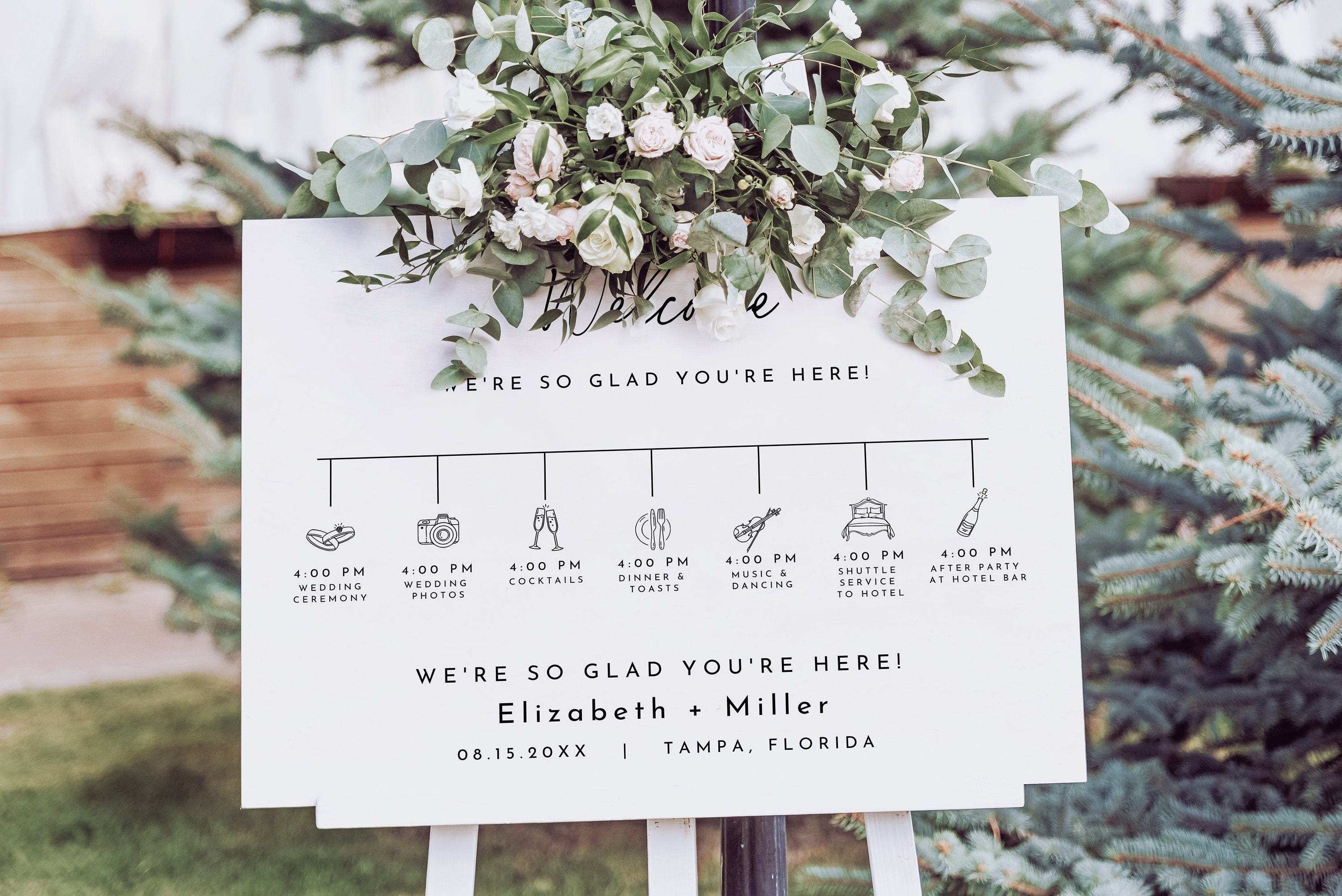 Minimalist Wedding Welcome Timeline Sign Template (digital Download) - Etsy
