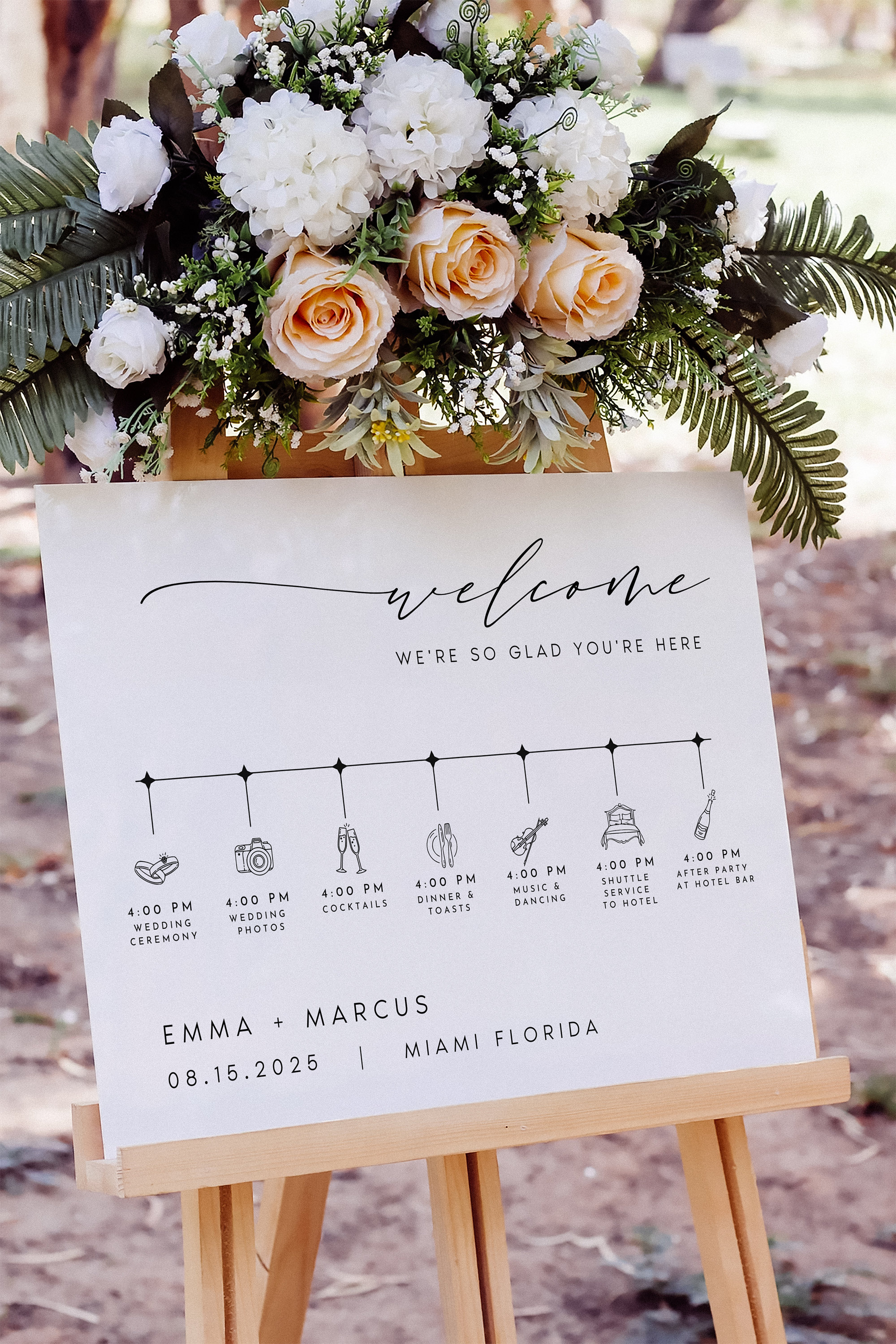 Wedding Timeline Sign Template, Modern Wedding Welcome Sign, Printable ...
