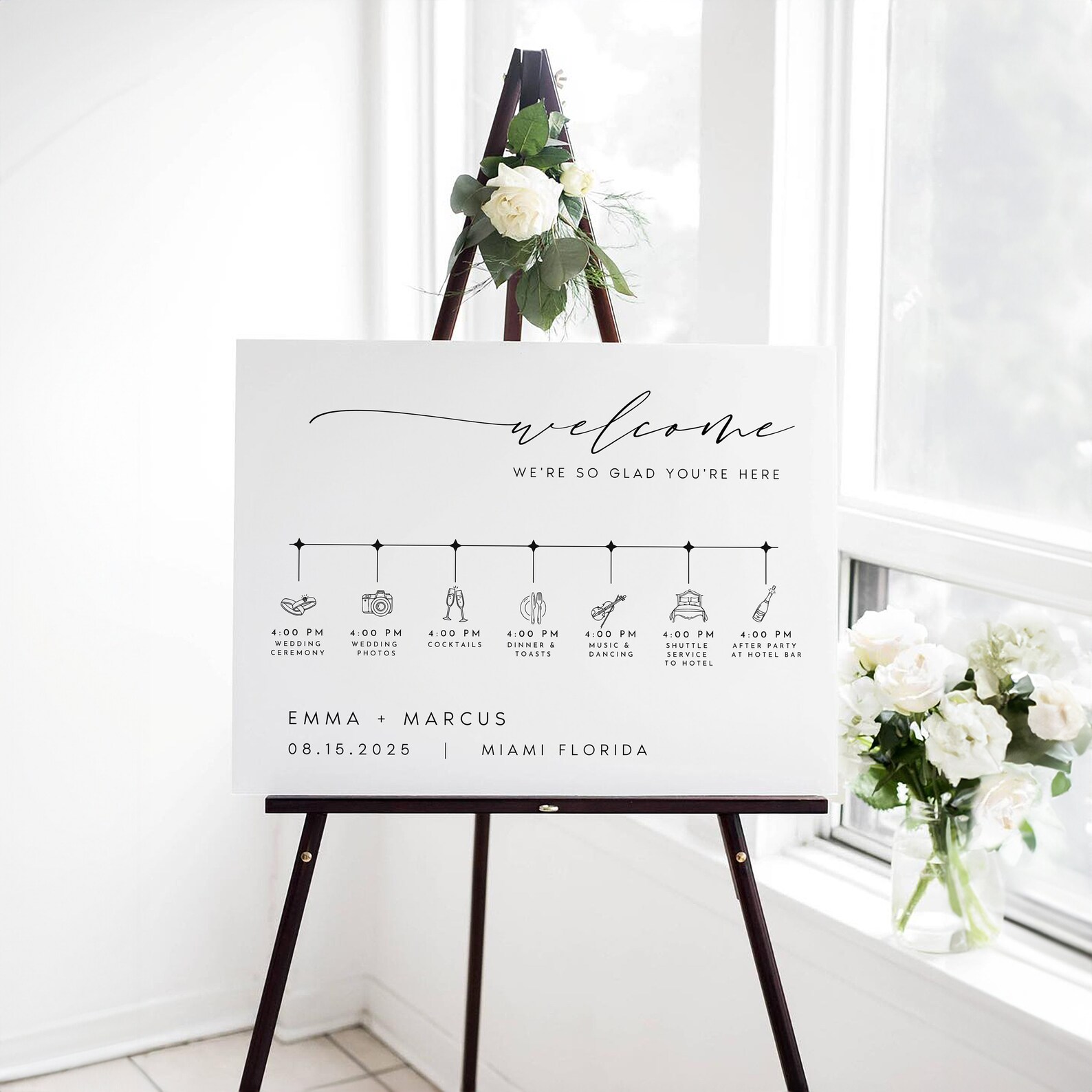 Wedding Timeline Sign Template, Modern Wedding Welcome Sign, Printable ...