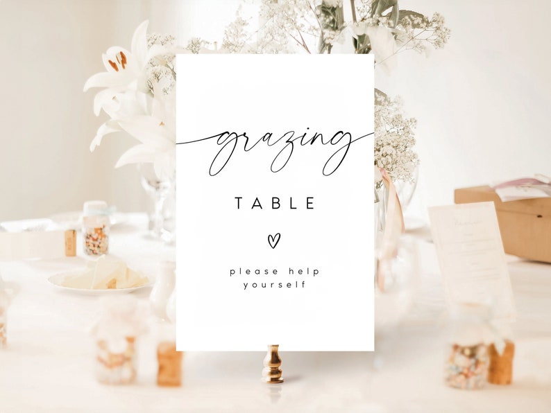 Grazing Table Sign Template, Modern Food Table Sign Printable, Boho ...