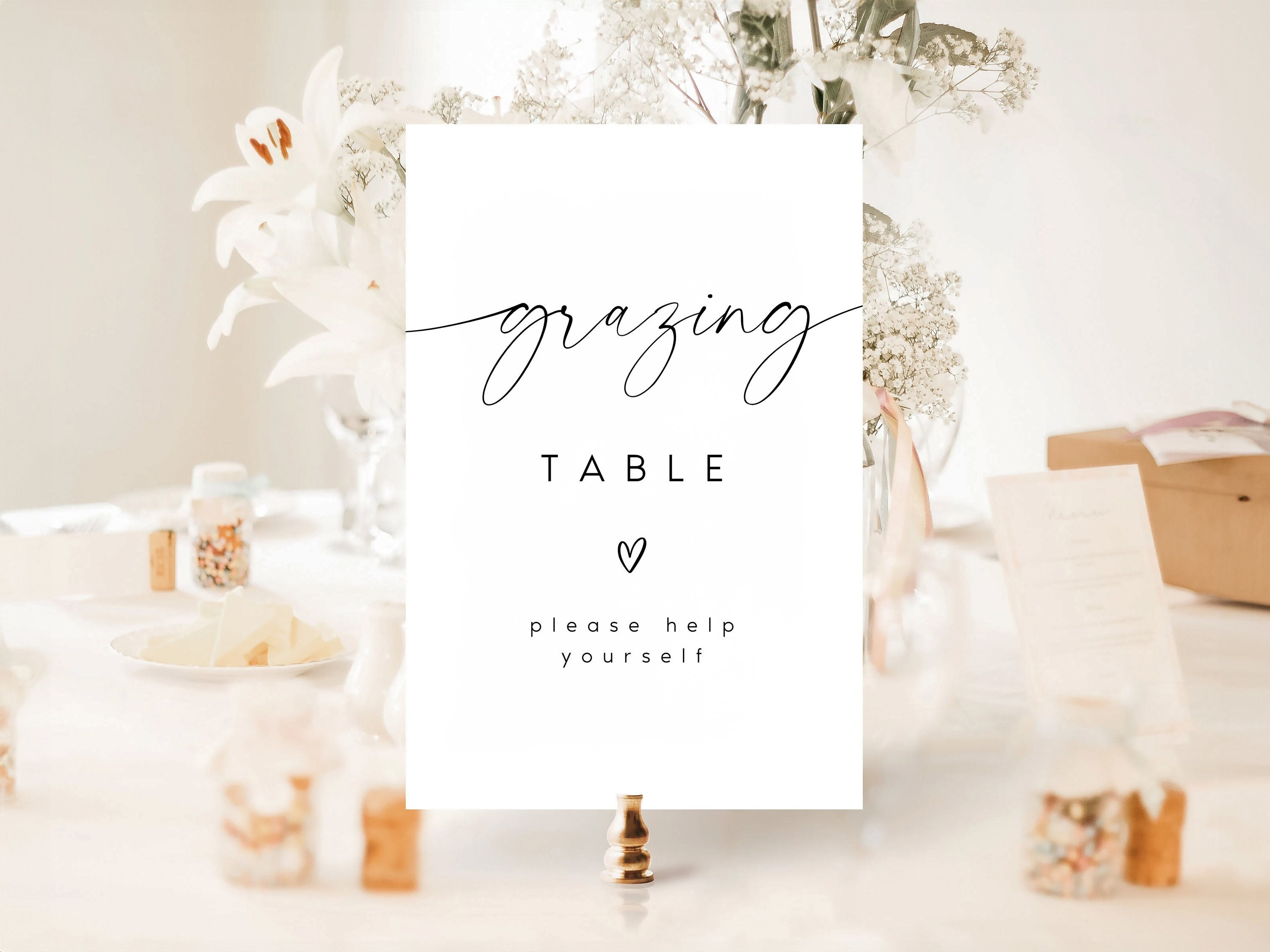 Grazing Table Sign Template, Modern Food Table Sign Printable, Boho ...