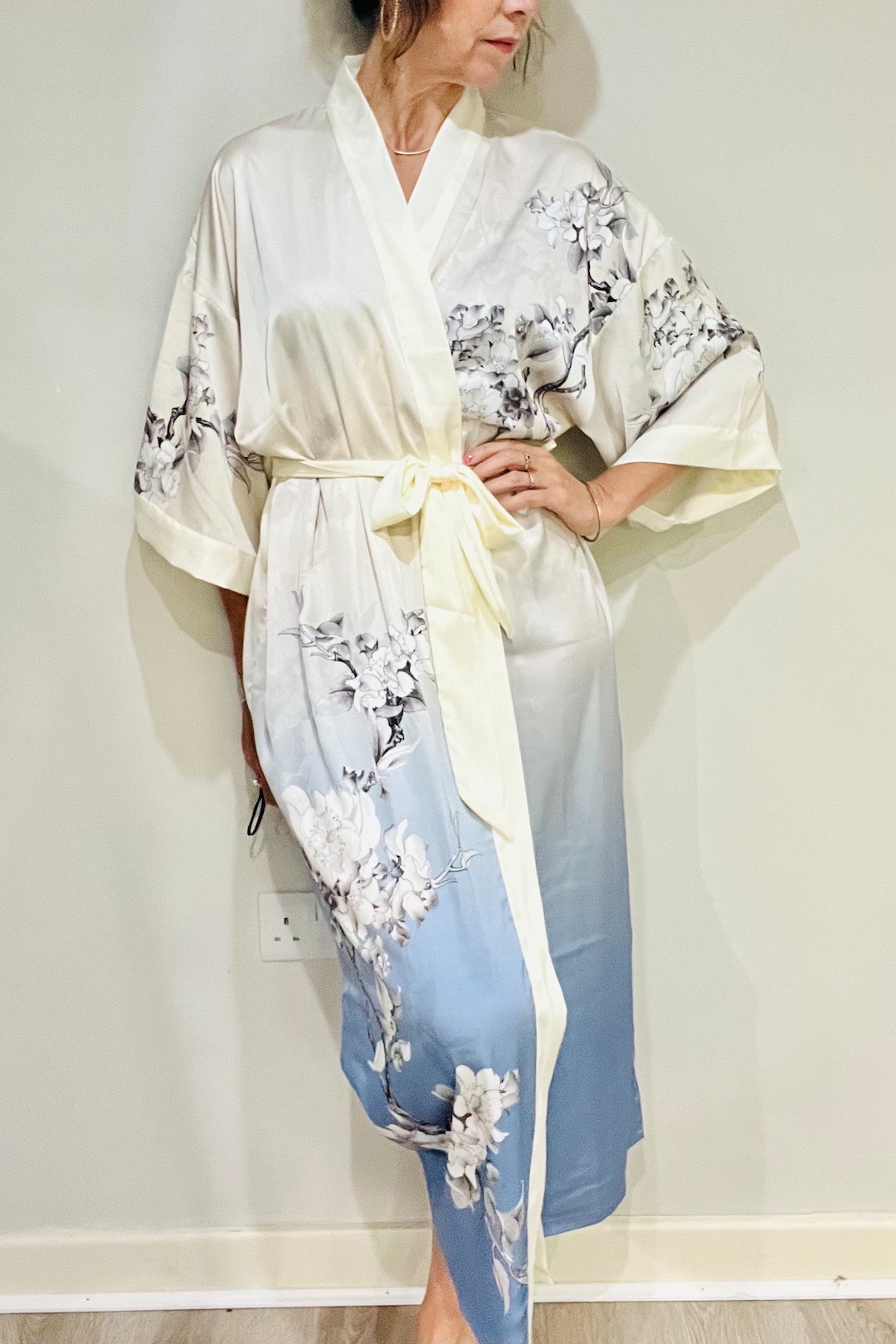 Kimono Robe, Japanese Dressing Gown, Luxury Satin Robe, Bridesmaid Robe ...