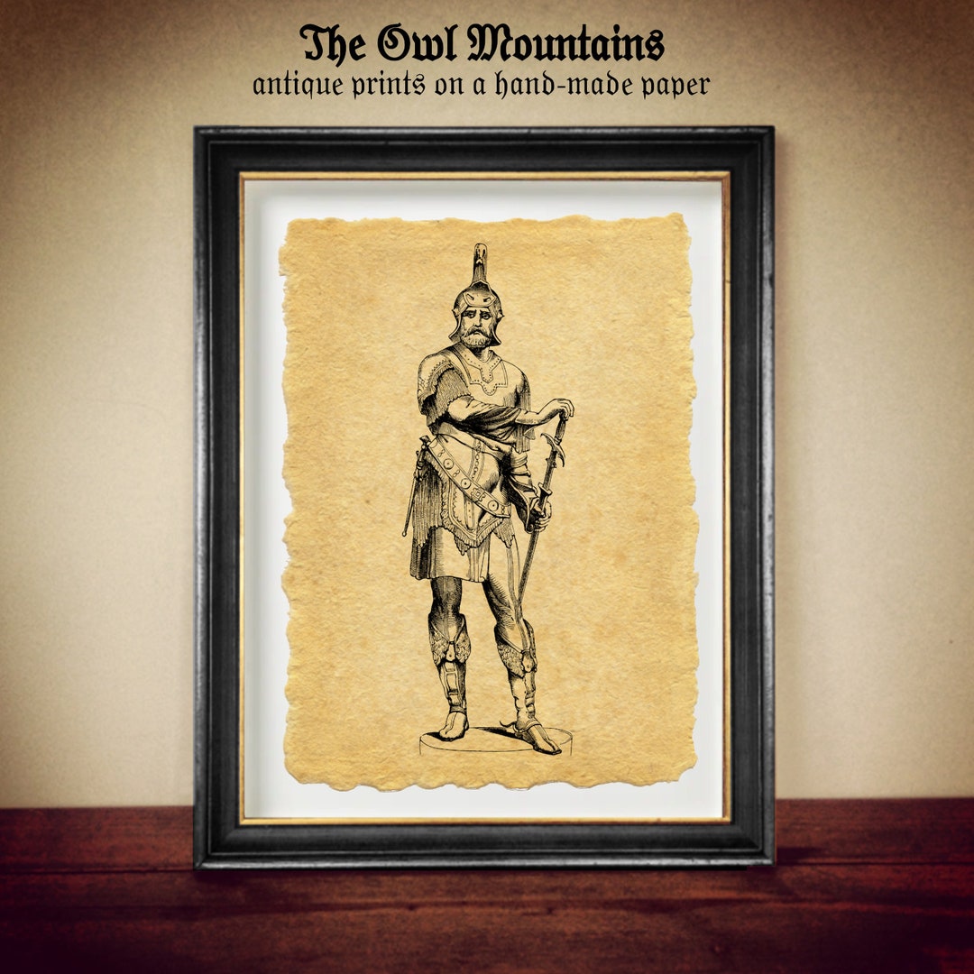 Antique Knight Print, Armor Art, Medieval Decor, Warrior Wall Art ...