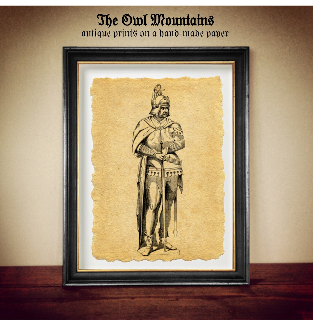 Antique Knight Print - Vintage Armor Art for Historical Decor, Chivalry ...