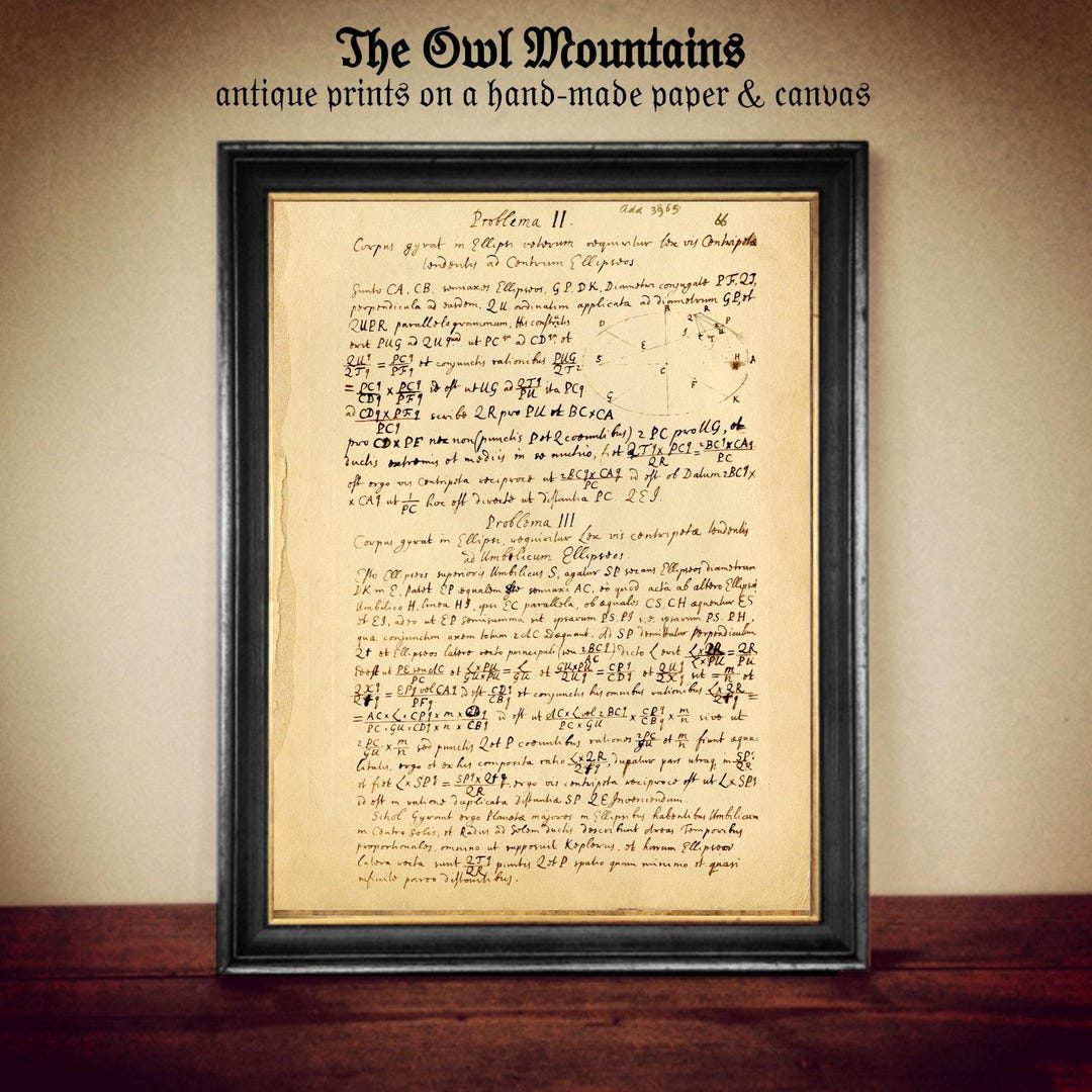 Isaac Newton Manuscript - Principia Mathematica Print - 1867 - Gift ...