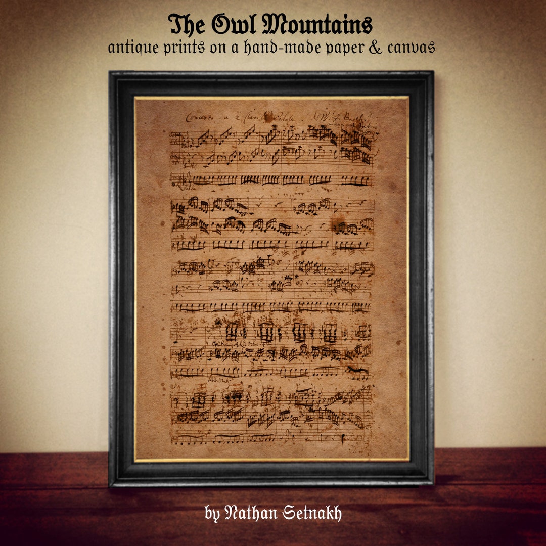 Johann Sebastian Bach Organ Concerto Handwritten Score, Classic ...