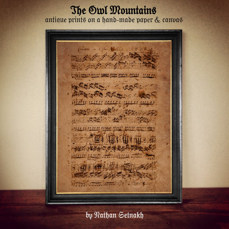 Johann Sebastian Bach Organ Concerto Handwritten Score, Classic ...