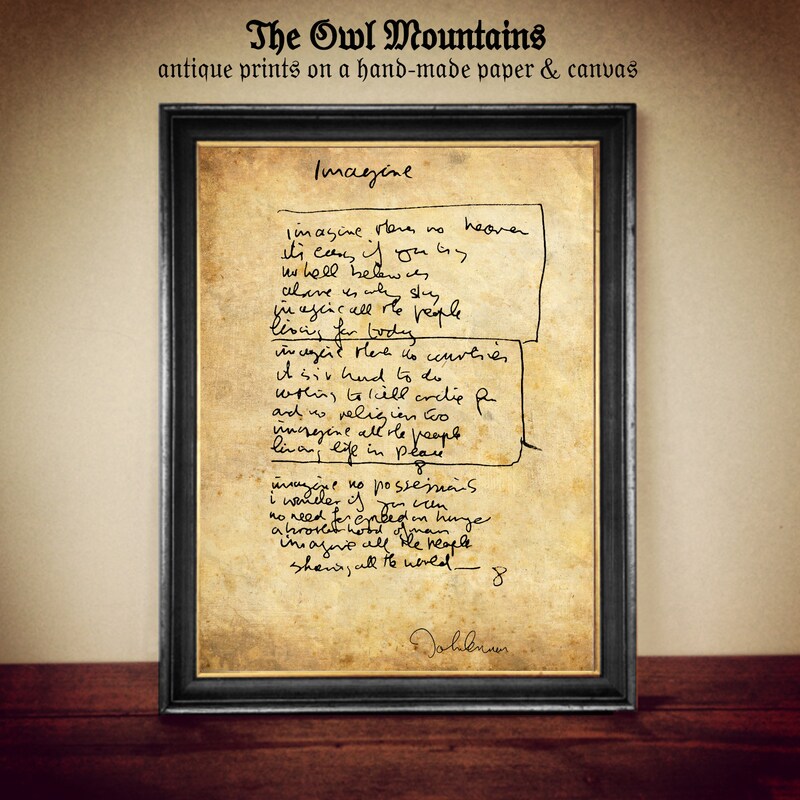 Imagine Lyrics - Etsy