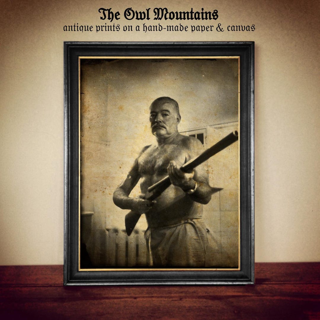 Vintage Ernest Hemingway Photo Print - 1959 Cuba Author With Gun ...