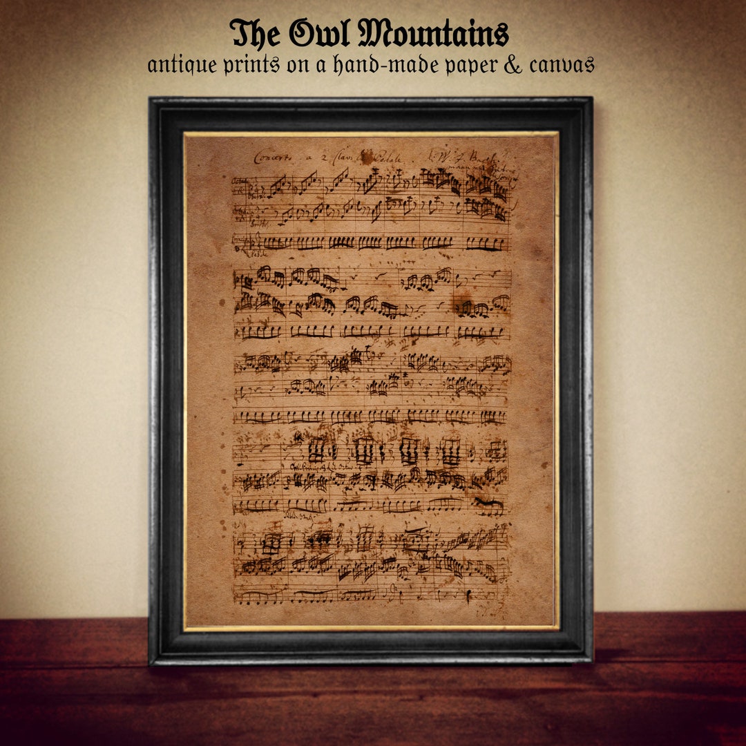 Johann Sebastian Bach Organ Concerto Handwritten Score, Classic ...