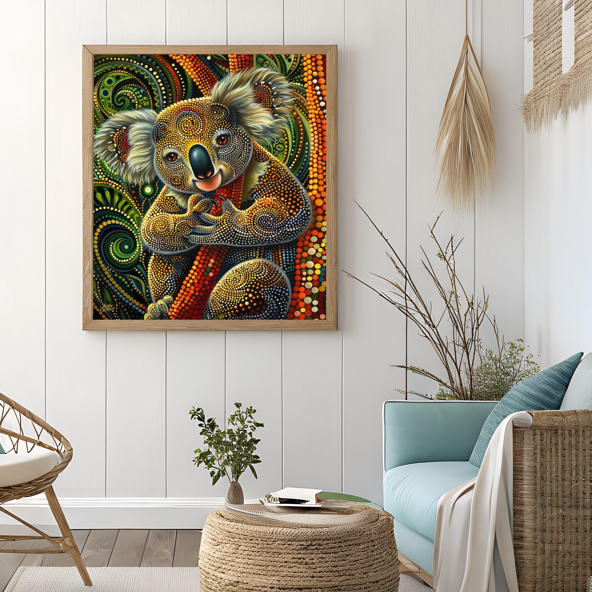 Abstract Koala Aboriginal Dot Art Digital Print Australian Bushland ...