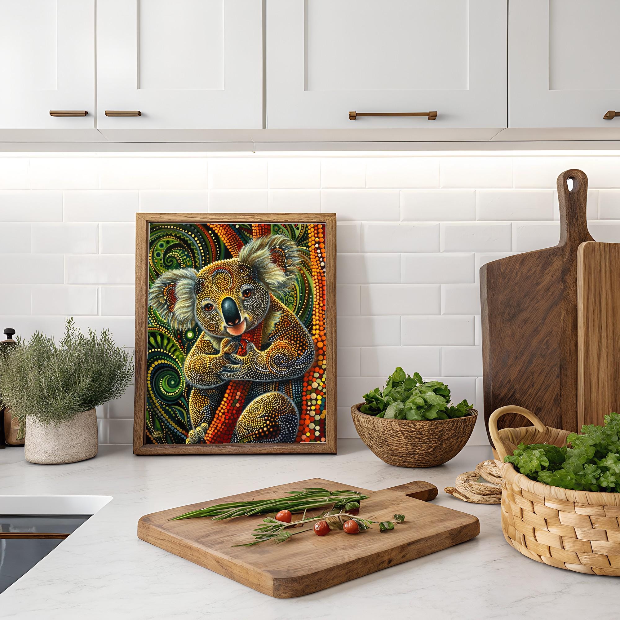 Abstract Koala Aboriginal Dot Art Digital Print Australian Bushland ...