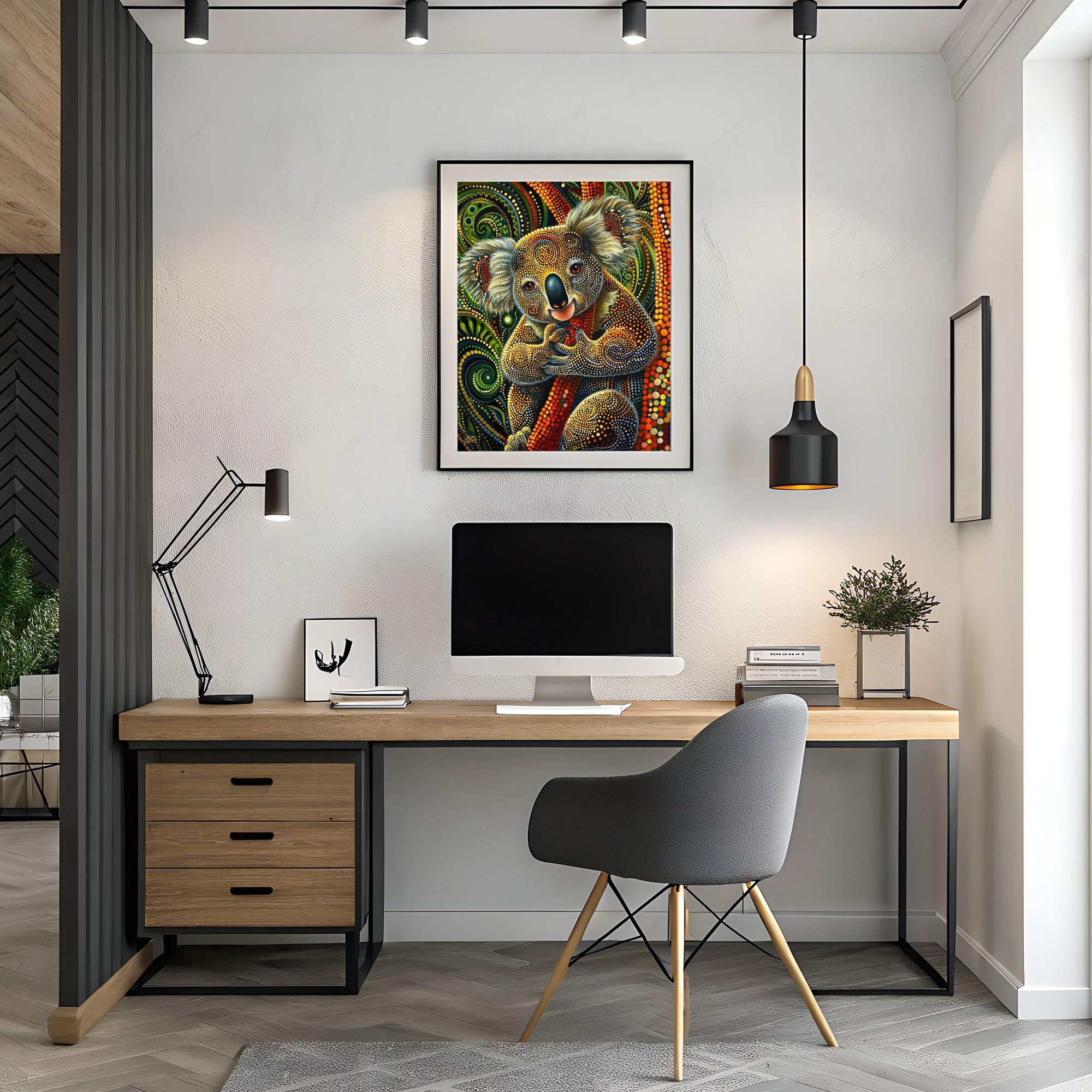 Abstract Koala Aboriginal Dot Art Digital Print Australian Bushland ...