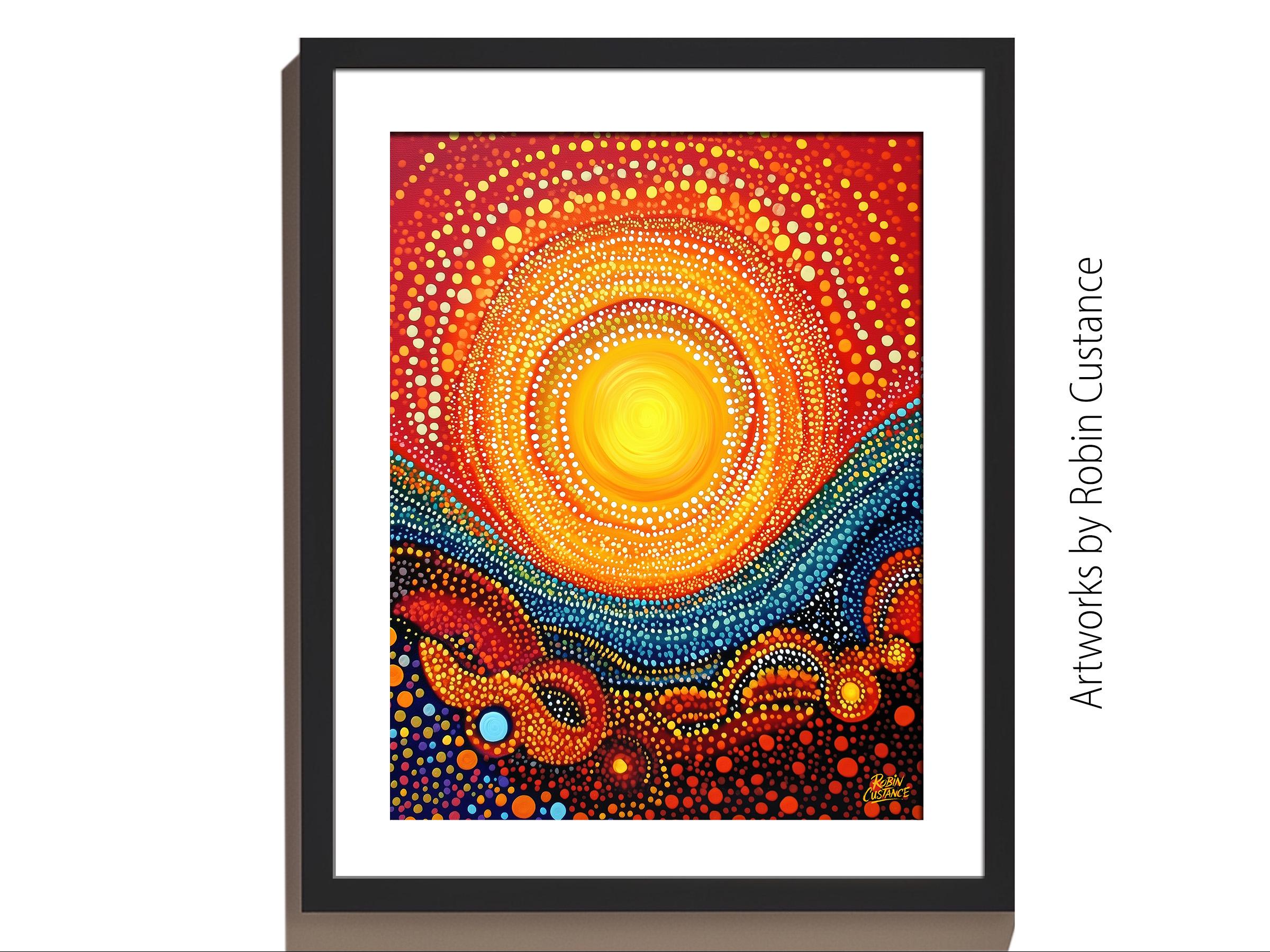 Celestial Horizon Australian Sun Artwork Aboriginal Dot Art High ...