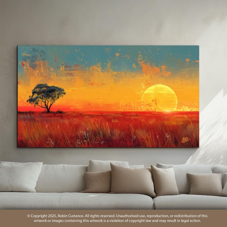 Australian Outback Sunset Print Aboriginal Art Landscape Digital ...