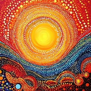 Celestial Horizon Australian Sun Artwork Aboriginal Dot Art High ...