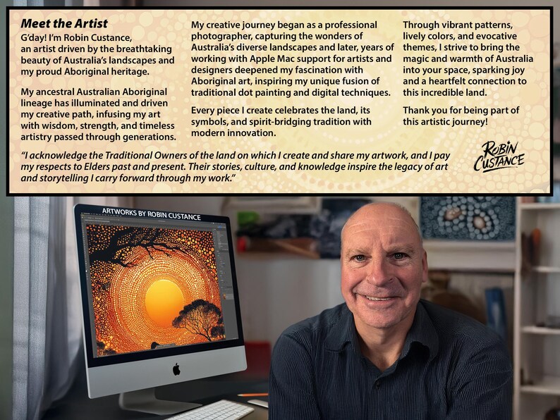 Dreamtime Sunset Emu and Kangaroo Australian Aboriginal Dot Painting by ...