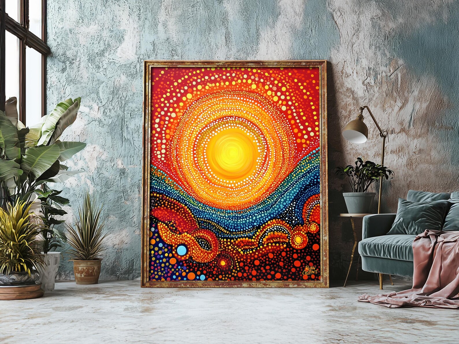 Celestial Horizon Australian Sun Artwork Aboriginal Dot Art High ...