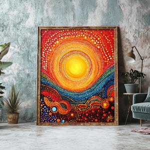 Celestial Horizon Australian Sun Artwork Aboriginal Dot Art High ...