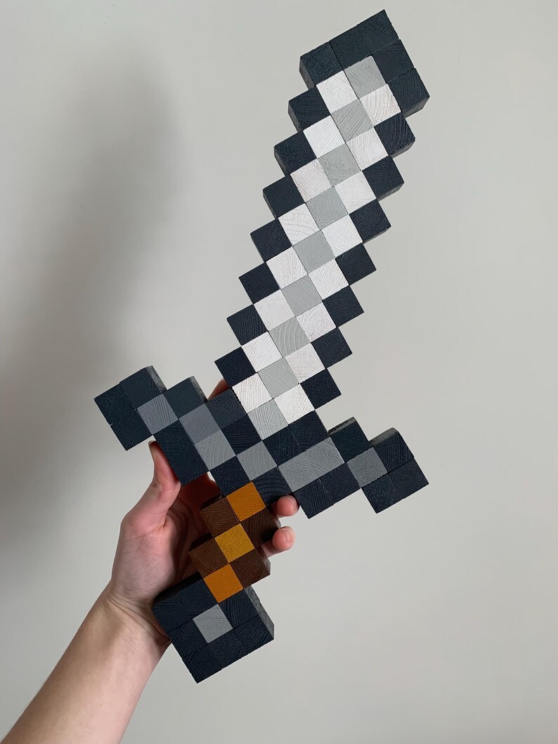 Wood Pixel Minecraft Sword, Gamer Room Decor - Etsy
