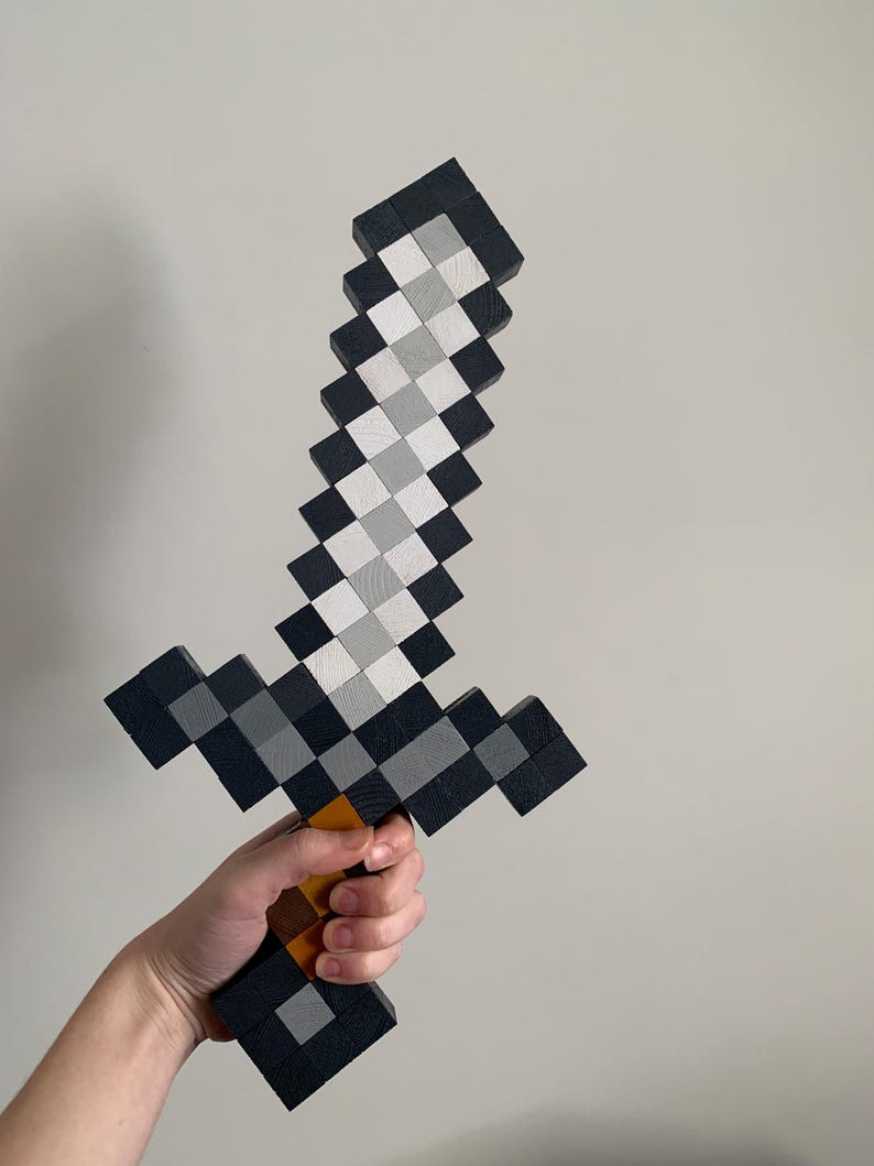 Wood Pixel Minecraft Sword, Gamer Room Decor - Etsy