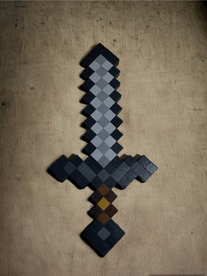 Wood Pixel Minecraft Sword, Gamer Room Decor - Etsy