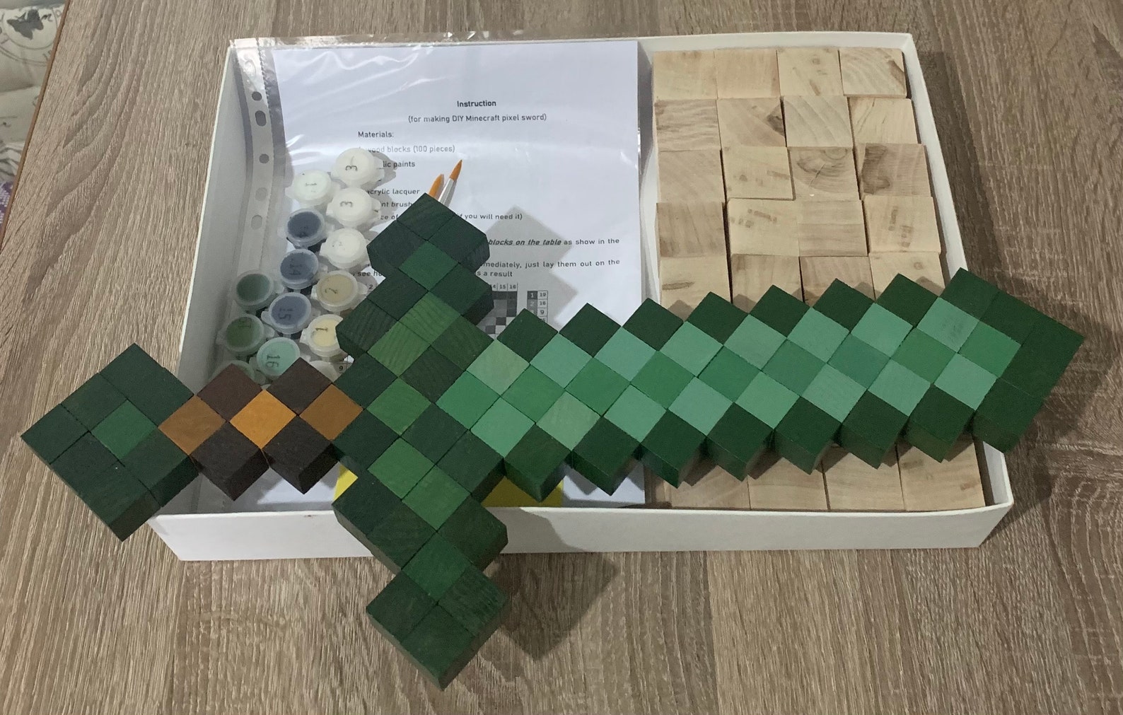 DIY Wood Kit Sword Minecraft, 3D Minecraft Blocks Constructor, Pixel ...