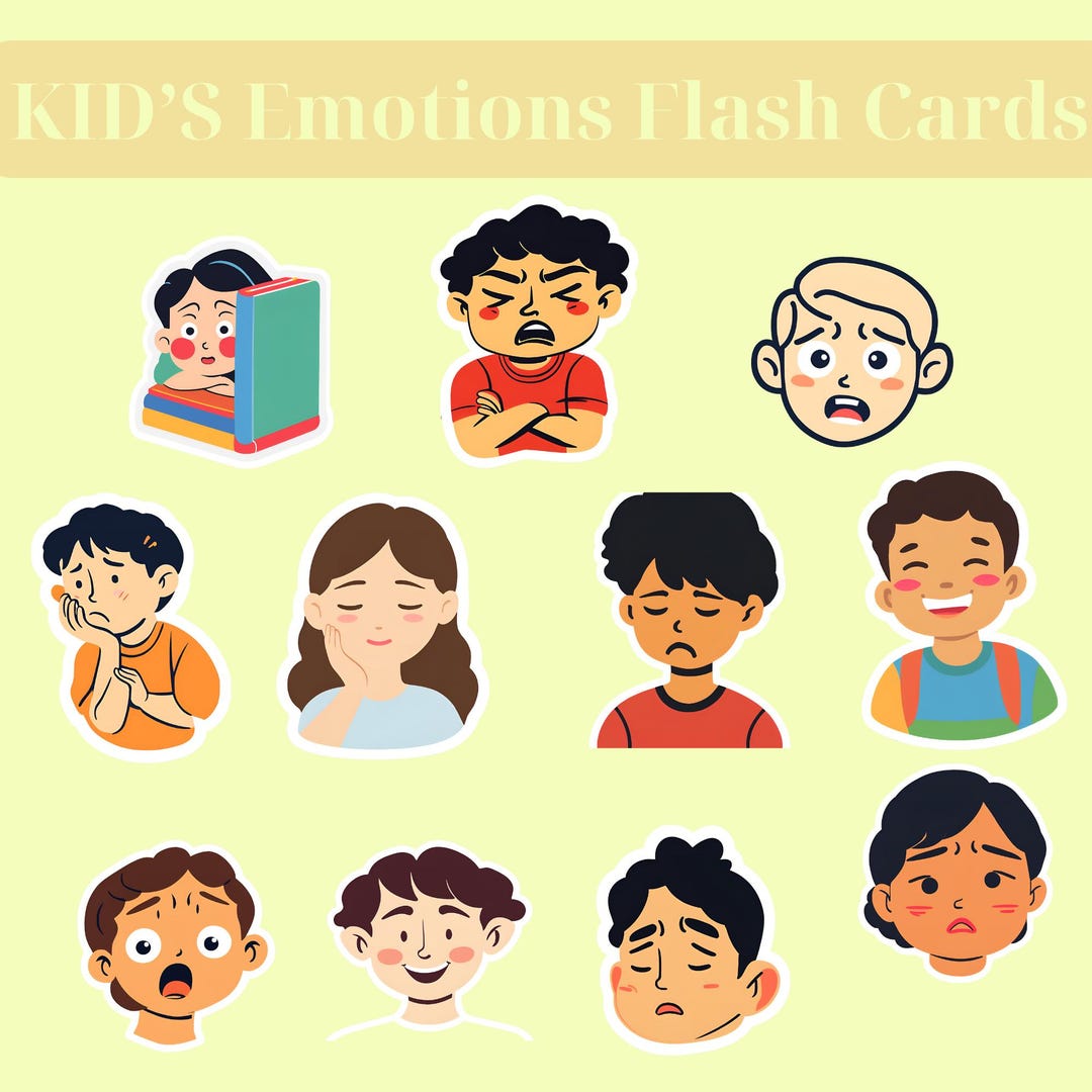 Kids Emotions Flash Cards, Printable Montessori Materials, Fellings ...