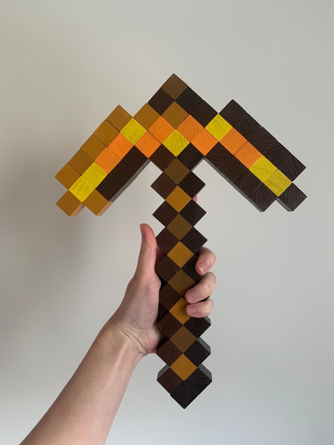 Wood Pickaxe, Gamer Gift, Minecraft Painting, 3D Toy, Teens Room Decor ...